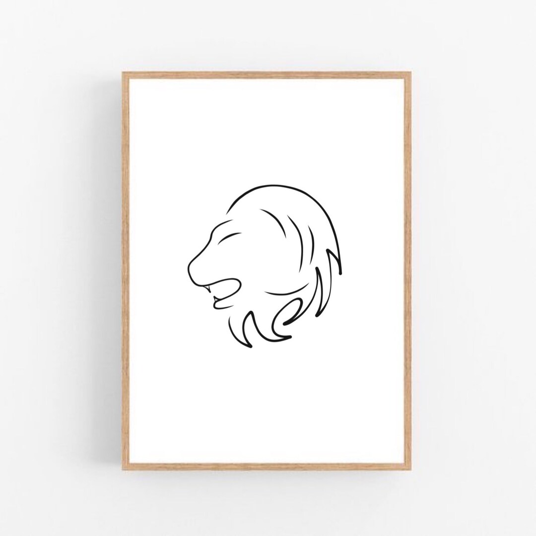 Leo Line Art, Leo Print, Zodiac Print, Abstract, Astrology Wall Decor ...