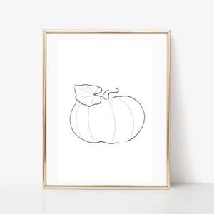 Pumpkin Line Art, Halloween Print, Abstract Autumn Wall Decor ...