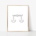 Libra Line Art Libra Print Zodiac Print Abstract Astrology - Etsy