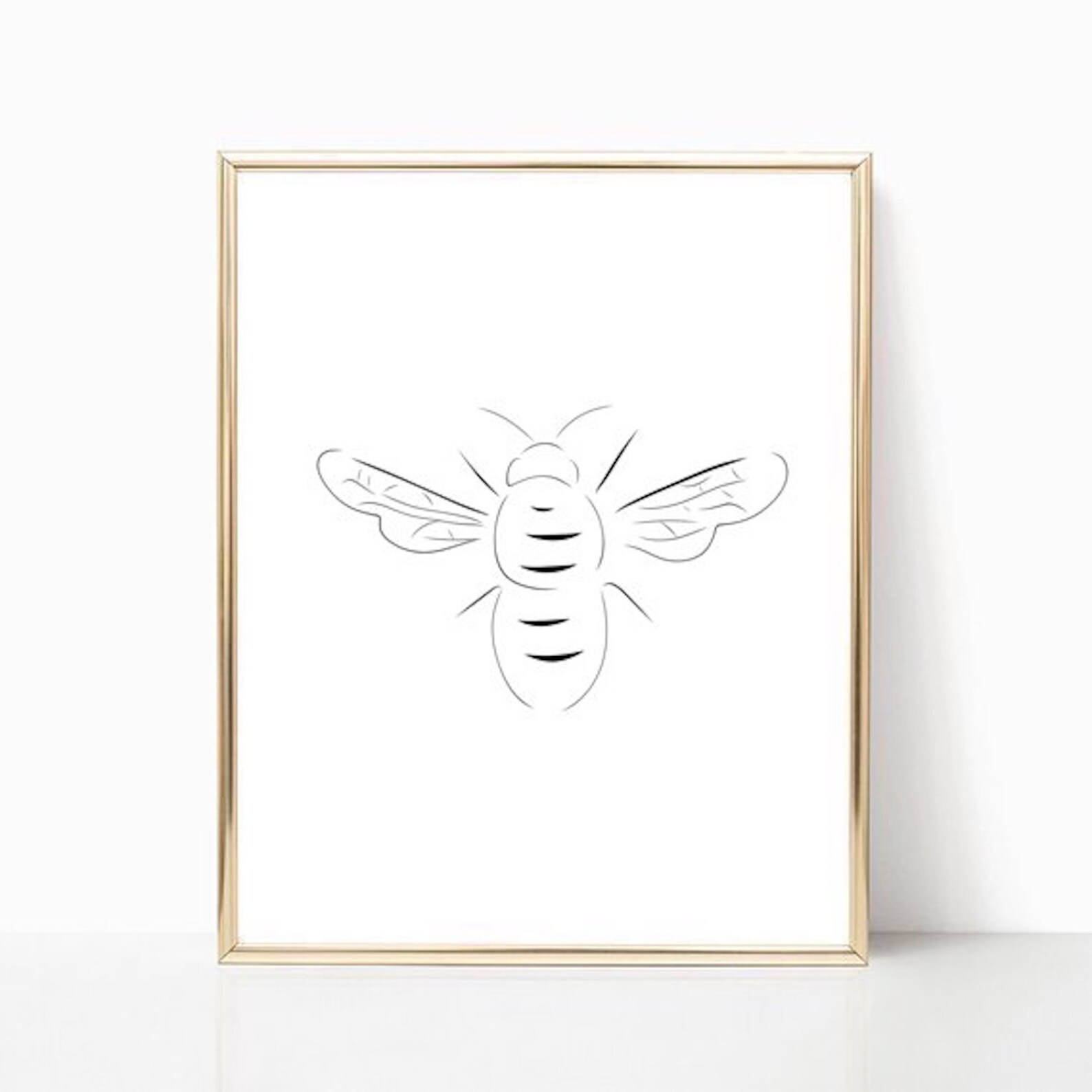 Bee Line Art Bumble Bee Print Abstract Insect Wall Decor - Etsy
