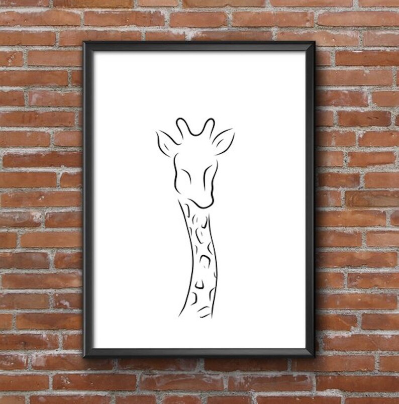 Giraffe Line Art, Giraffe Print, Abstract Animal Wall Decor, Minimalist ...