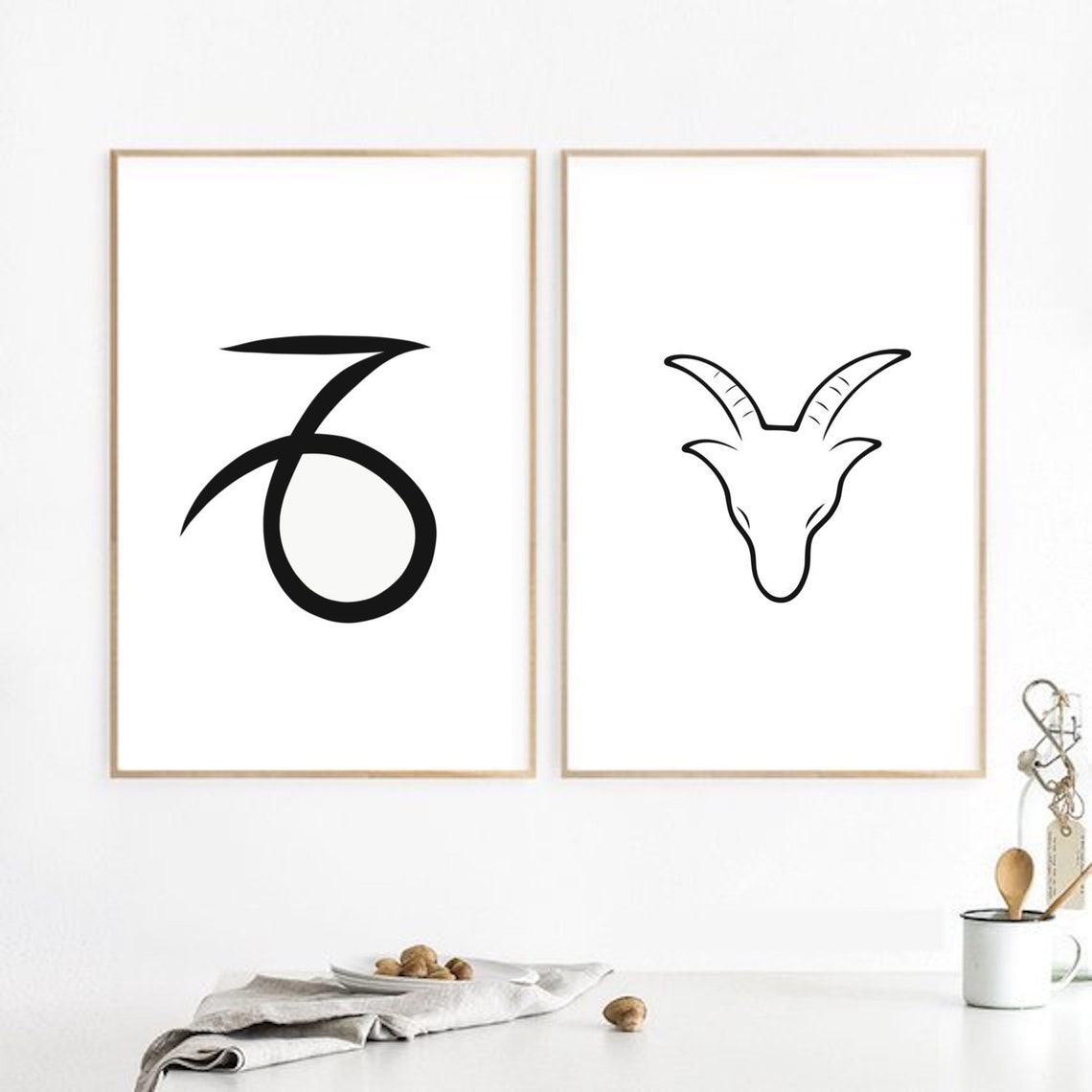 Capricorn Line Art, Capricorn Print, Zodiac Print, Abstract, Astrology ...