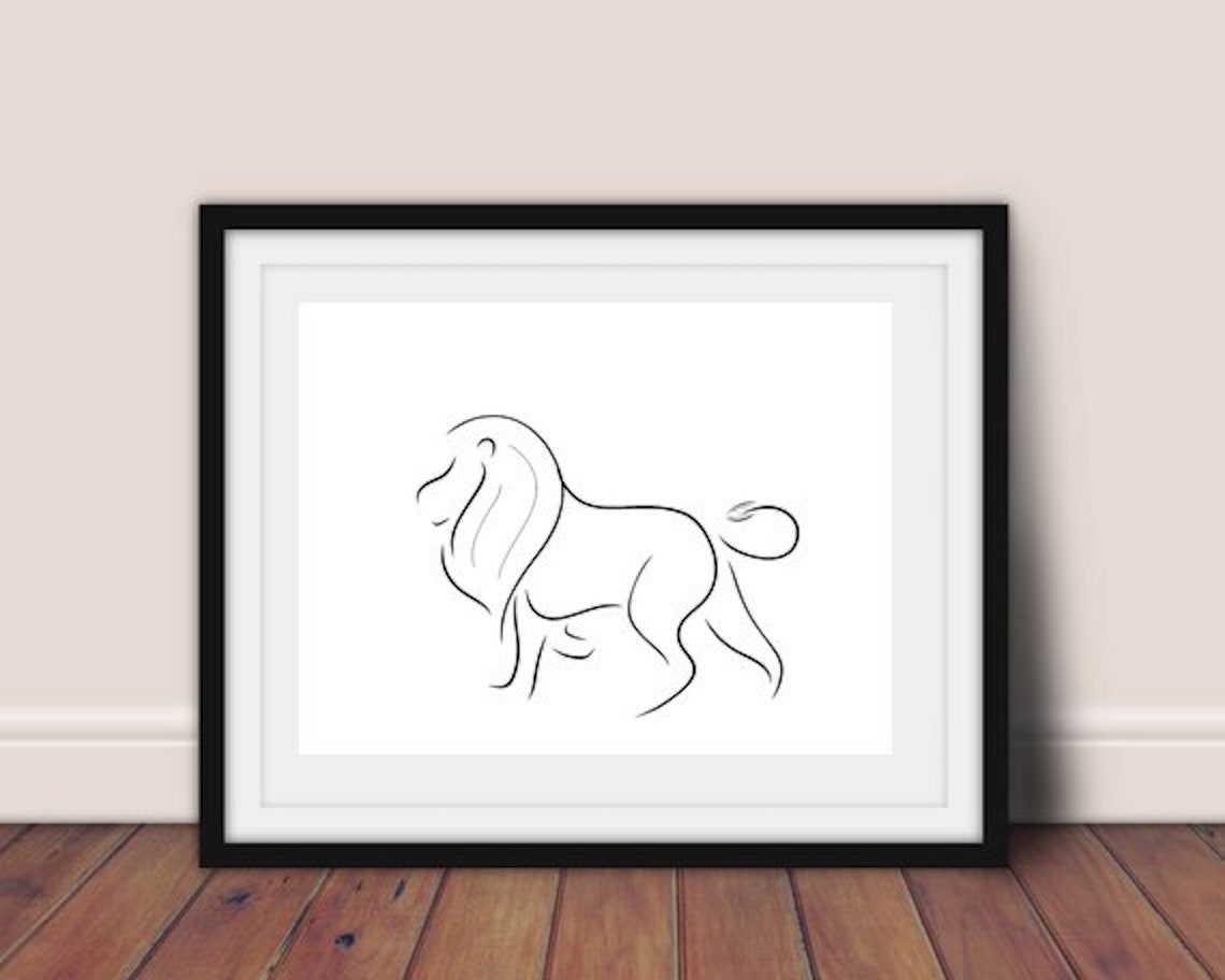 Lion Line Art, Lion Print, Abstract Animal Wall Decor, Minimalist Art ...