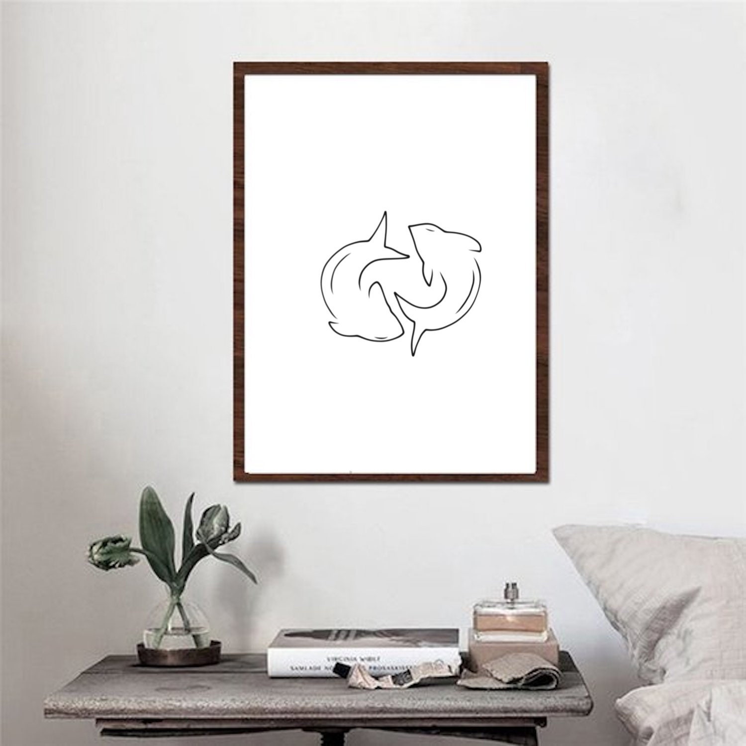 Pisces Line Art Pisces Print Zodiac Print Abstract | Etsy