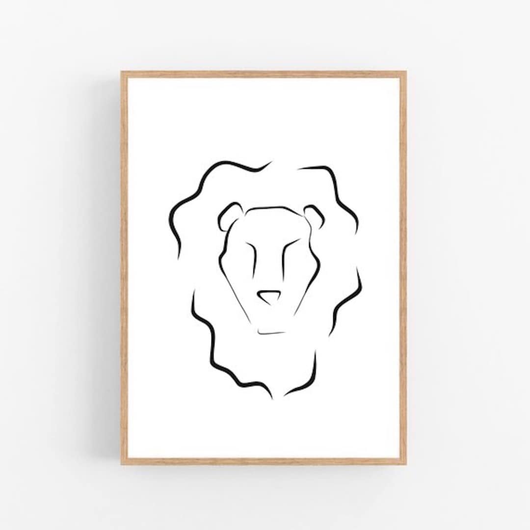 Lion Line Art, Lion Print, Abstract Animal Wall Decor, Minimalist Art ...
