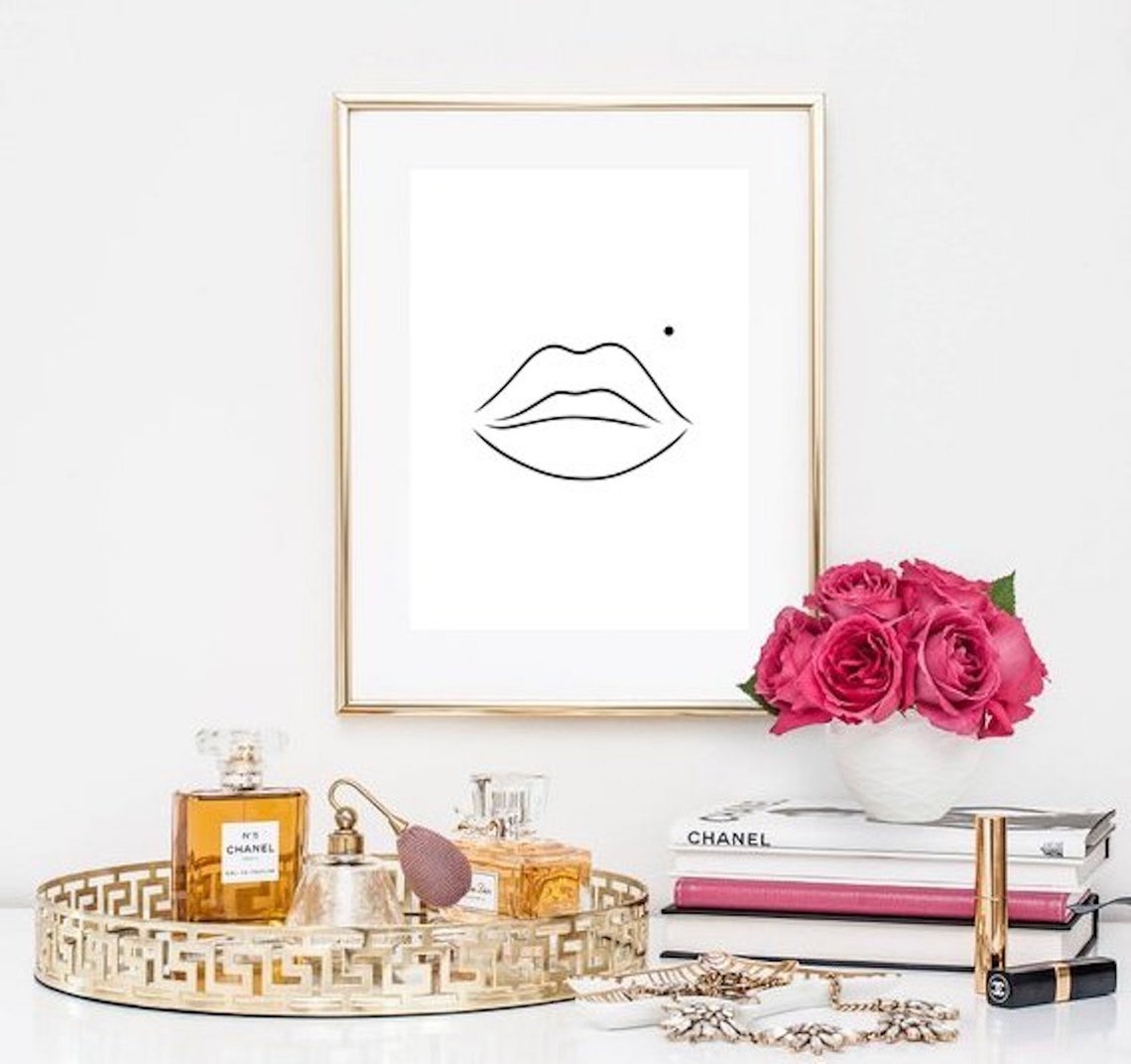 Lips line art Lips print Abstract lip wall decor Minimalist | Etsy