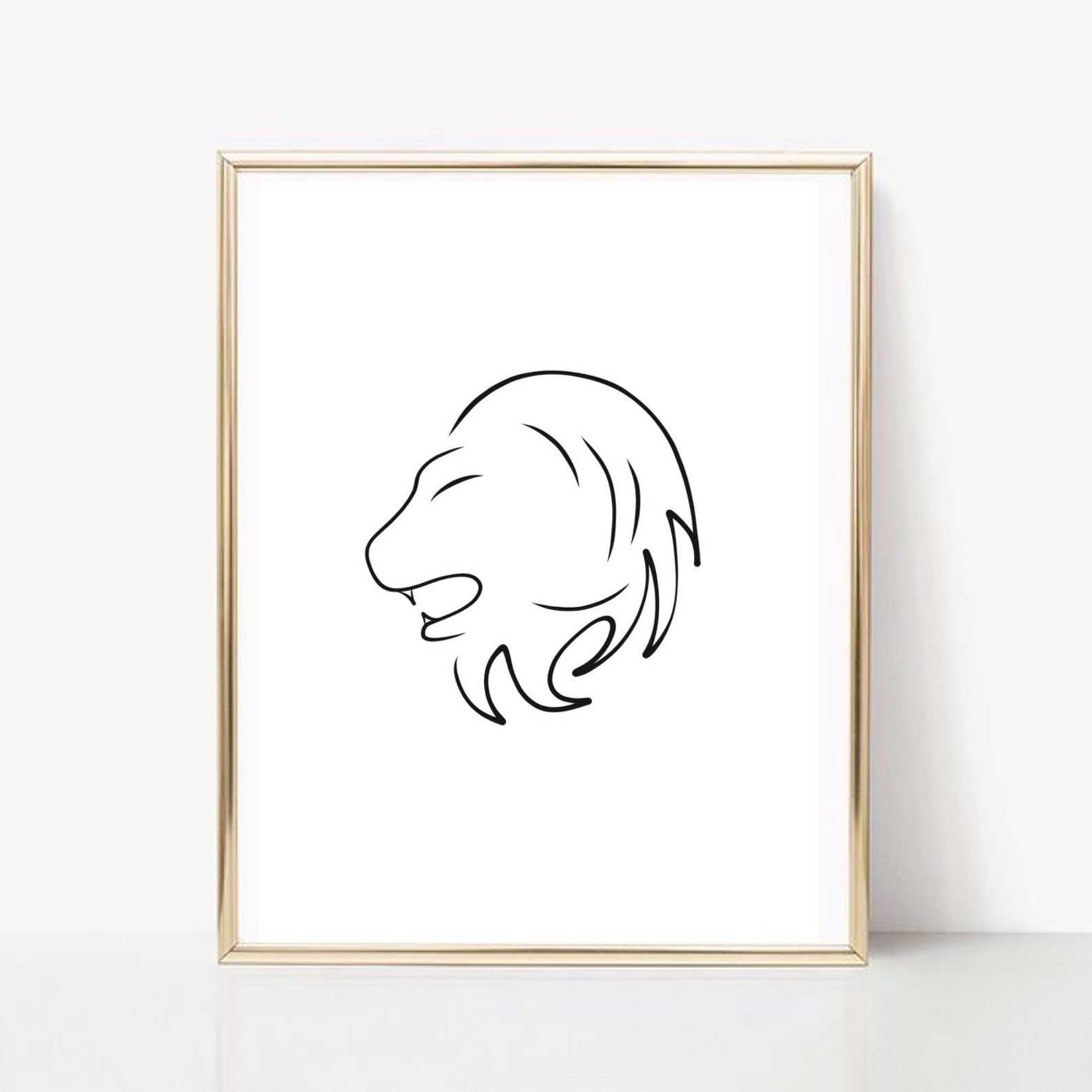 Leo Line Art Leo Print Zodiac Print Abstract Astrology - Etsy