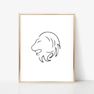 Leo Line Art, Leo Print, Zodiac Print, Abstract, Astrology Wall Decor ...