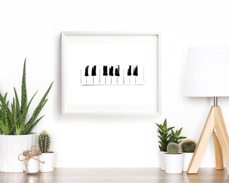 Keyboard Line Art, Piano Print, Abstract Piano Wall Decor, Minimalist ...