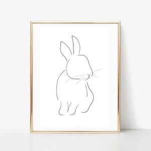 Bunny Line Art, Rabbit Print, Bunny Print, Abstract Animal Wall Decor ...