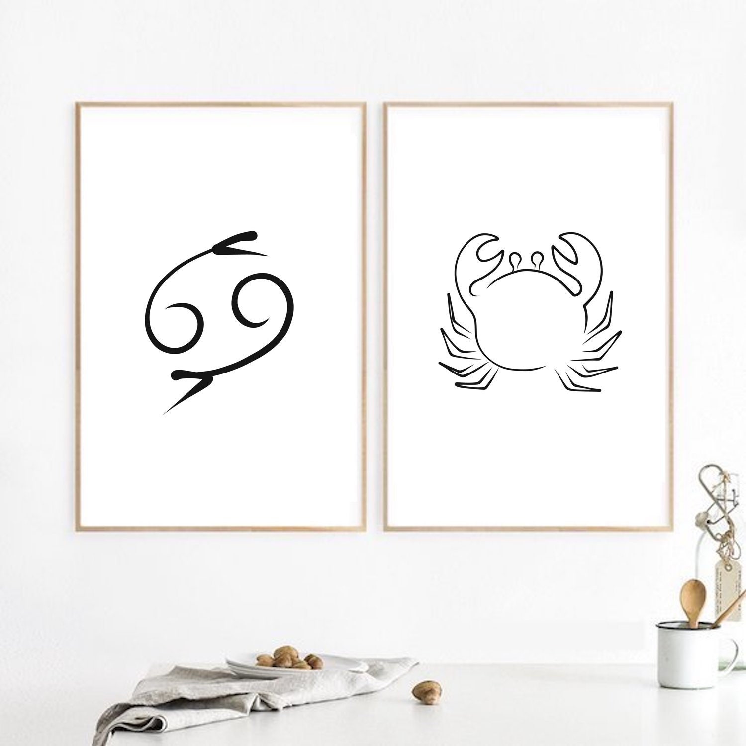 Cancer Line Art, Cancer Print, Zodiac Print, Abstract, Astrology Wall ...