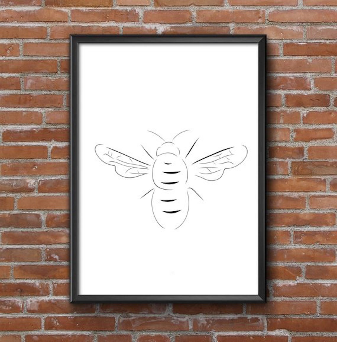Bee Line Art Bumble Bee Print Abstract Insect Wall Decor - Etsy