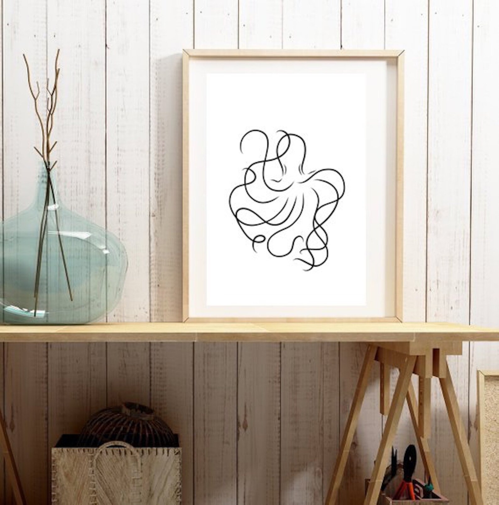 Octopus Line Art Octopus Print Abstract Sea Wall Decor | Etsy