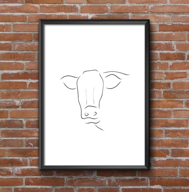 Cow Line Art, Cattle Print, Cow Print, Abstract Cows Wall Decor ...
