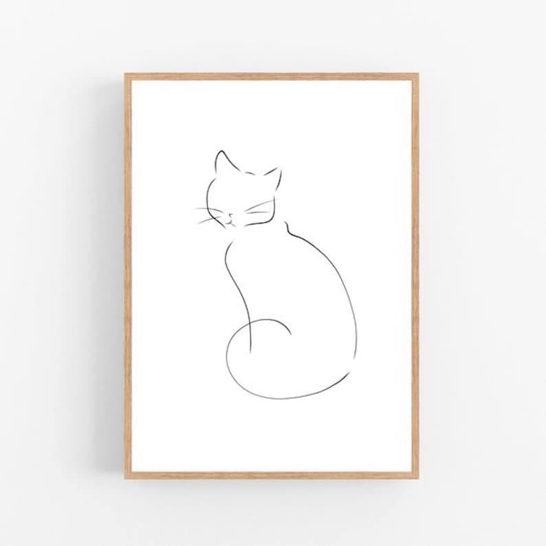 Kat lijntekeningen print abstracte katten muur decor - Etsy Nederland