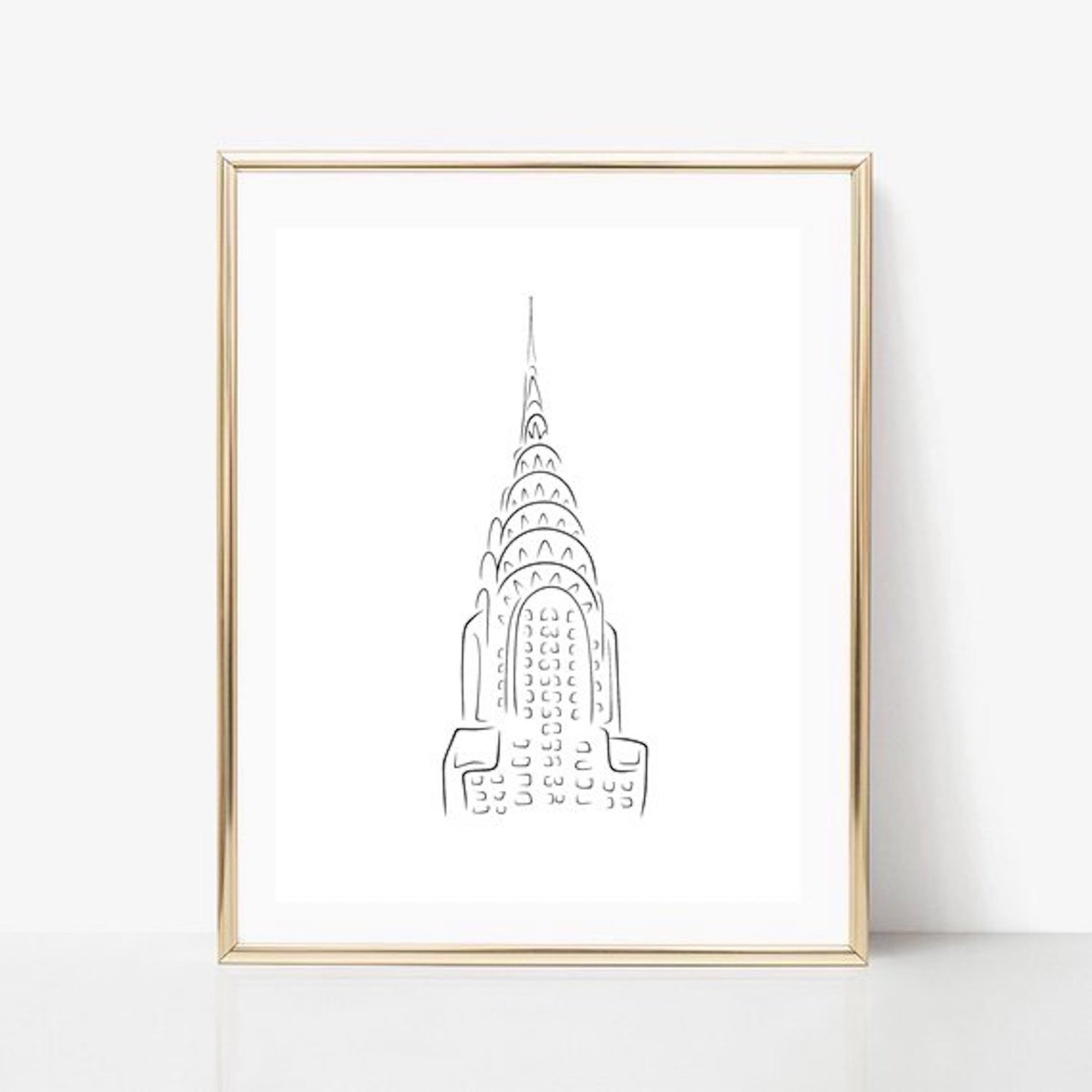Chrysler Building Line Art New York Print Abstract City Wall - Etsy