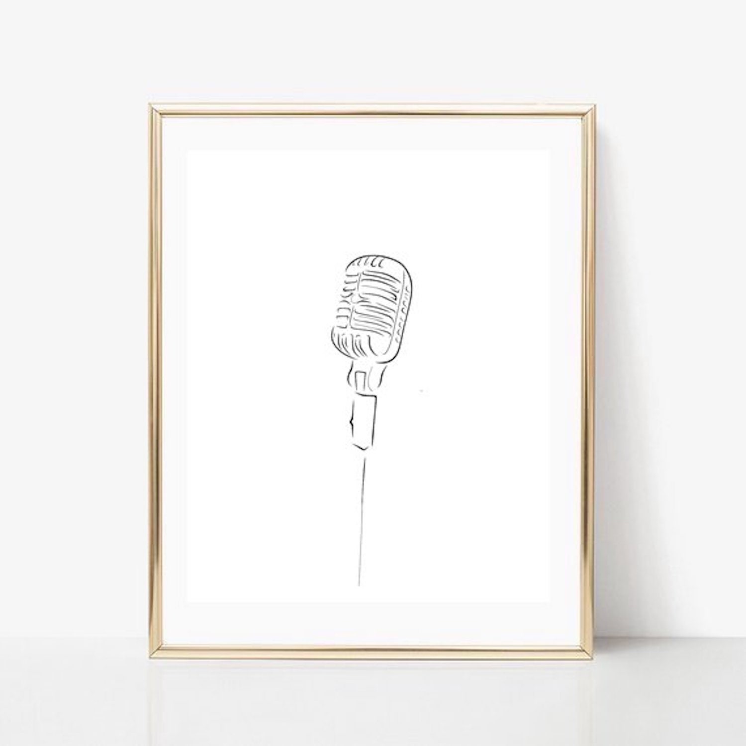 Microphone Line Art Music Print Abstract Singer Wall Decor | Etsy