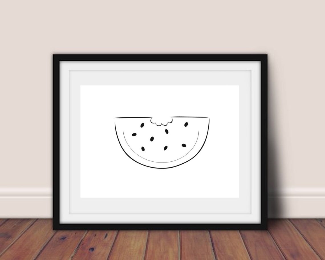 Watermelon line art Watermelon print Abstract Watermelon | Etsy