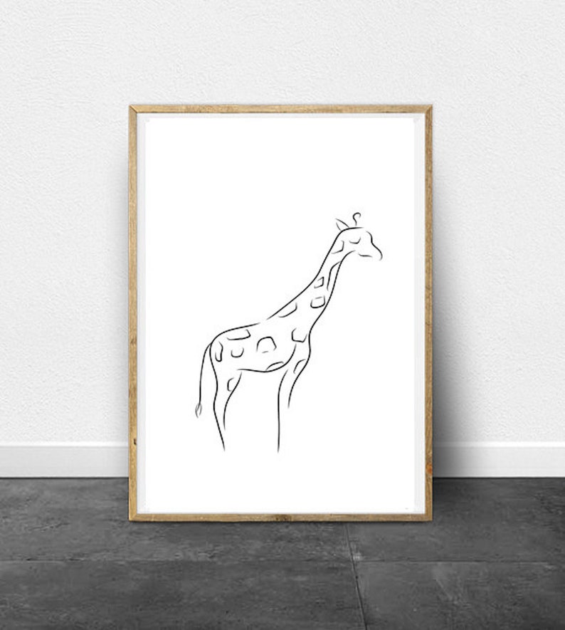 Giraffe Line Art, Giraffe Print, Abstract Animal Wall Decor, Minimalist ...