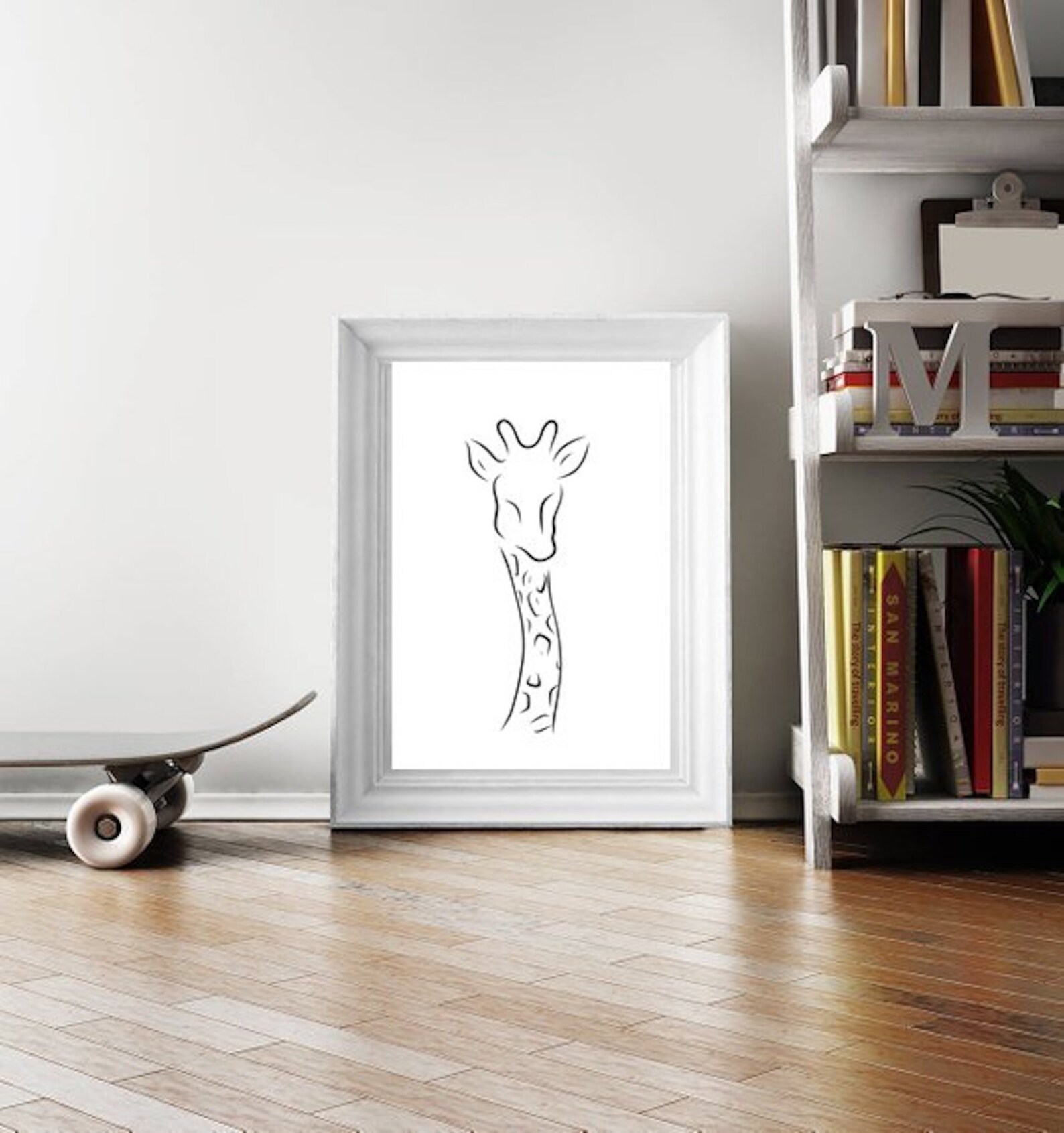 Giraffe Line Art, Giraffe Print, Abstract Animal Wall Decor, Minimalist ...