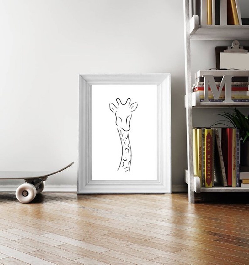 Giraffe Line Art, Giraffe Print, Abstract Animal Wall Decor, Minimalist ...
