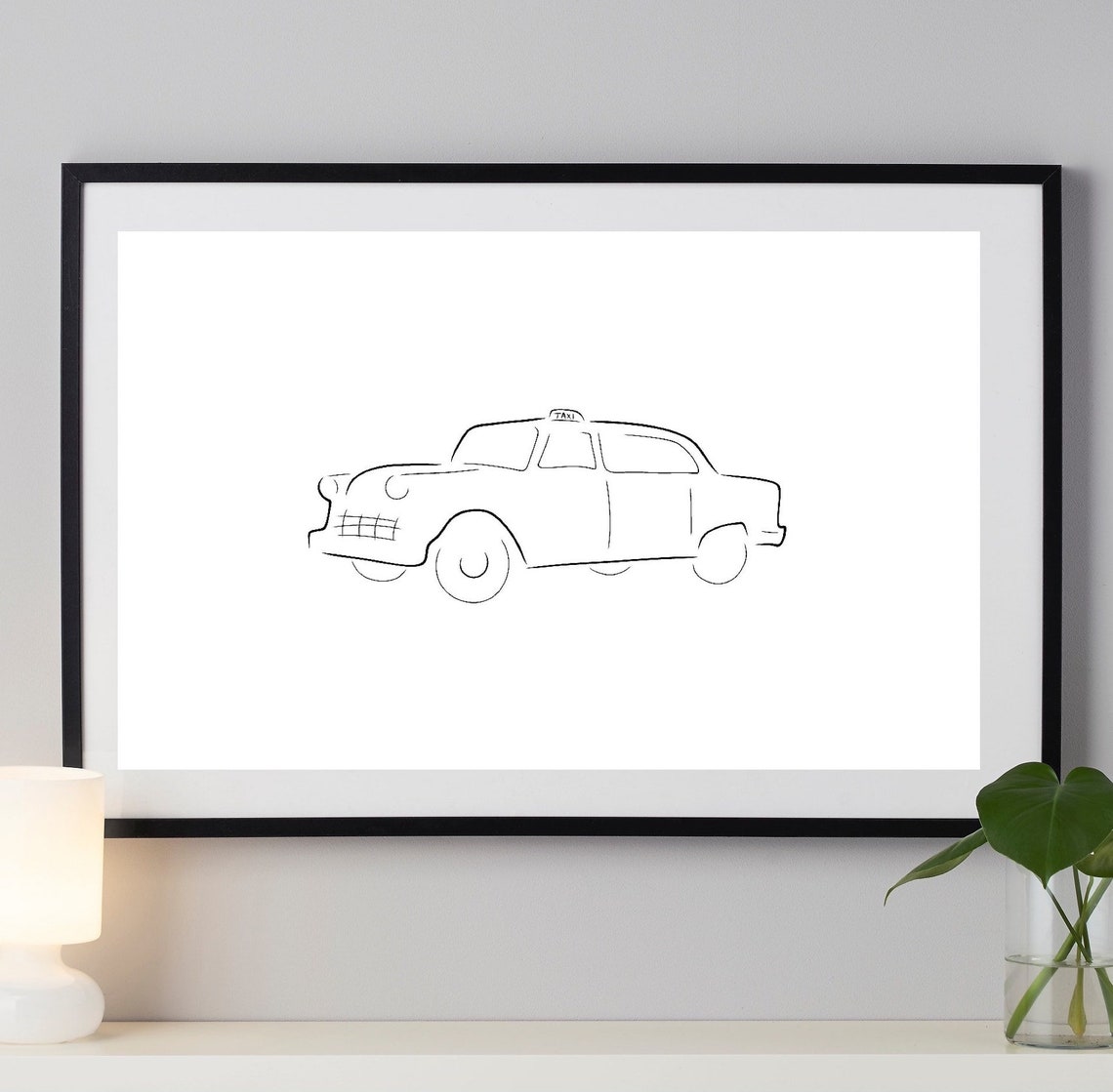 Taxi Line Art, Taxi Print, Abstract New York Wall Decor, Minimalist Art ...