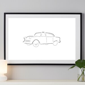 Taxi Line Art, Taxi Print, Abstract New York Wall Decor, Minimalist Art ...