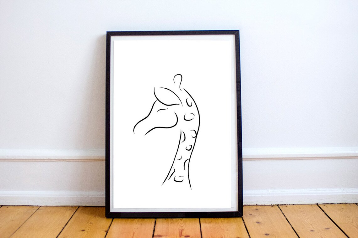 Giraffe Line Art, Giraffe Print, Abstract Animal Wall Decor, Minimalist ...