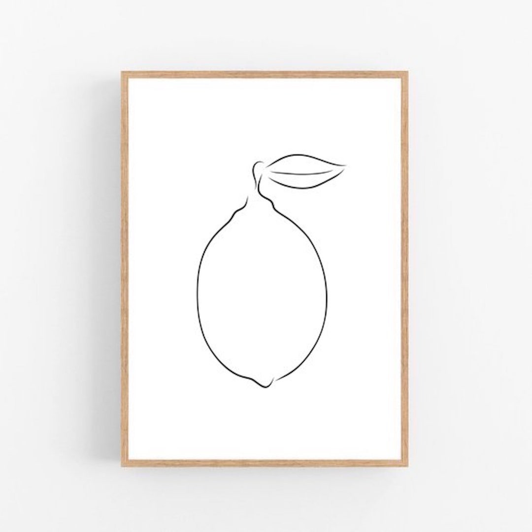 Lemon Line Art, Lemon Print, Abstract Lime Wall Decor, Minimalist Art ...