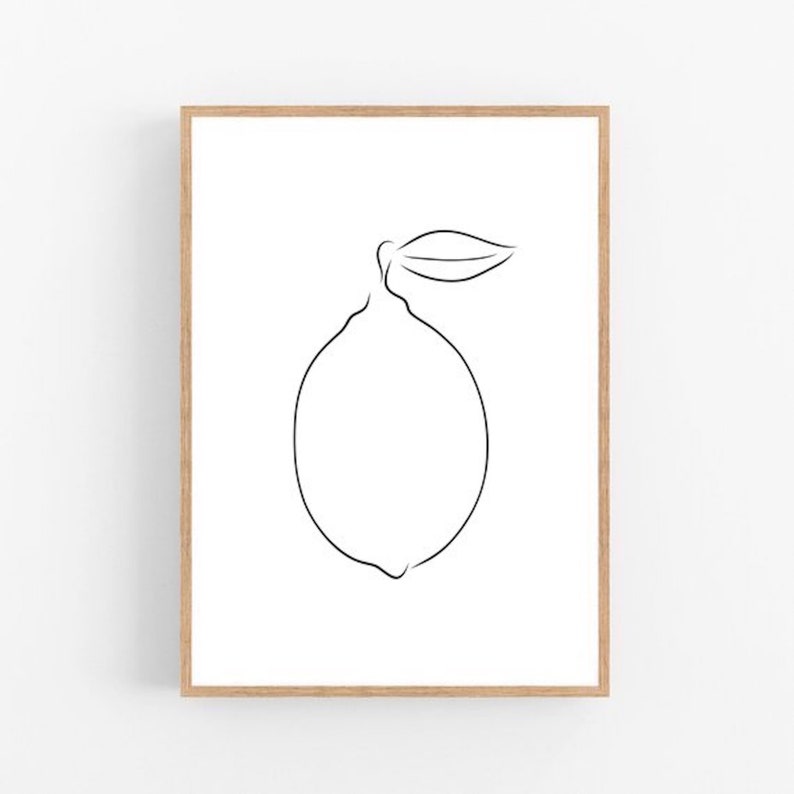 Lemon Line Art Lemon Print Abstract Lime Wall Decor | Etsy