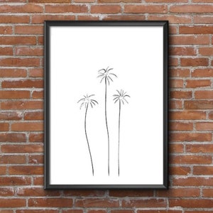 Palm Tree Line Art, Palm Tree Print, Abstract Palm Wall Decor ...