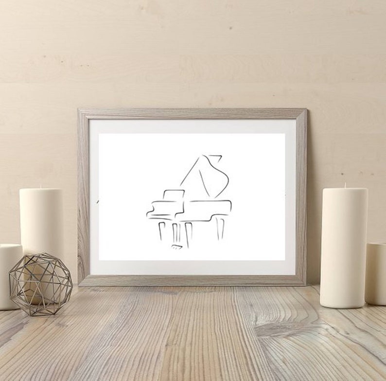 Grand Piano Line Art Piano Print Abstract Instrument Wall | Etsy