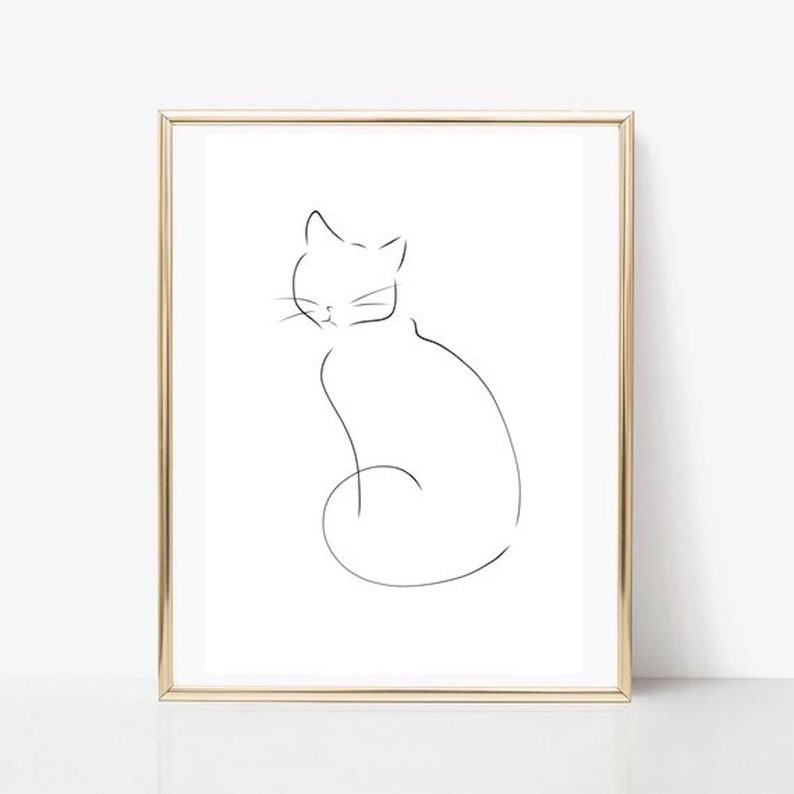 Kat lijntekeningen print abstracte katten muur decor - Etsy Nederland