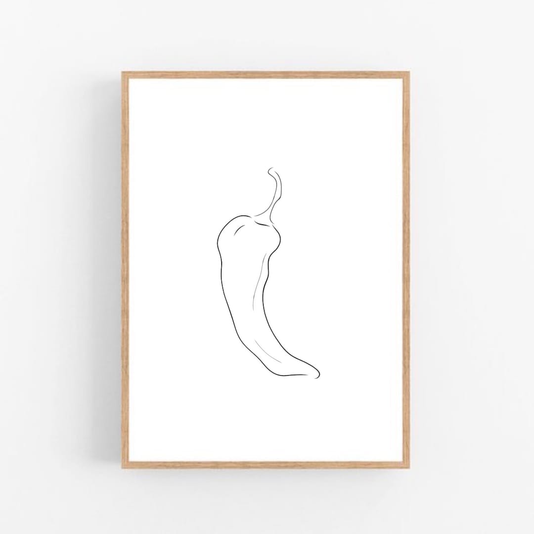 Chili Line Art, Pepper Print, Abstract Chili Wall Decor, Minimalist Art ...