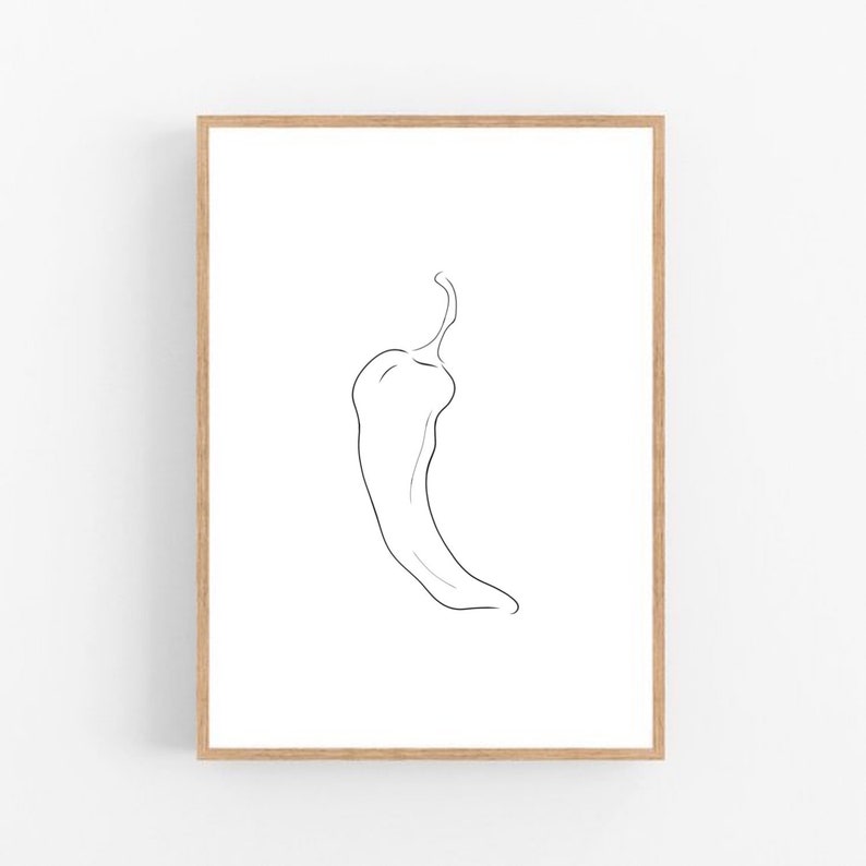 Chili Line Art Pepper Print Abstract Chili Wall Decor - Etsy