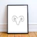 Aries Line Art, Aries Print, Zodiac Print, Abstract, Astrology Wall ...