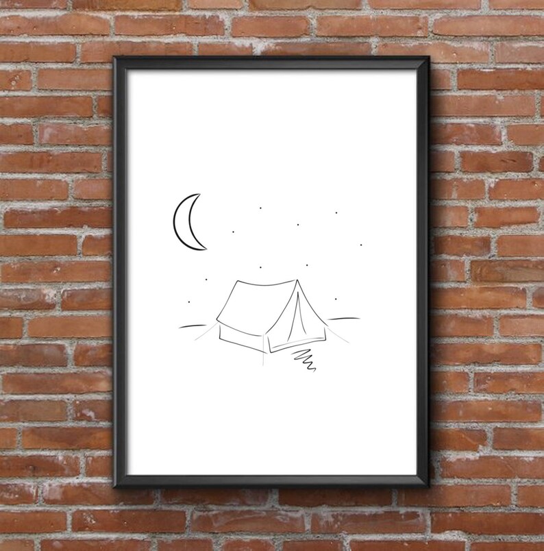 Camping Line Art Camping Print Abstract Camping Wall Decor | Etsy