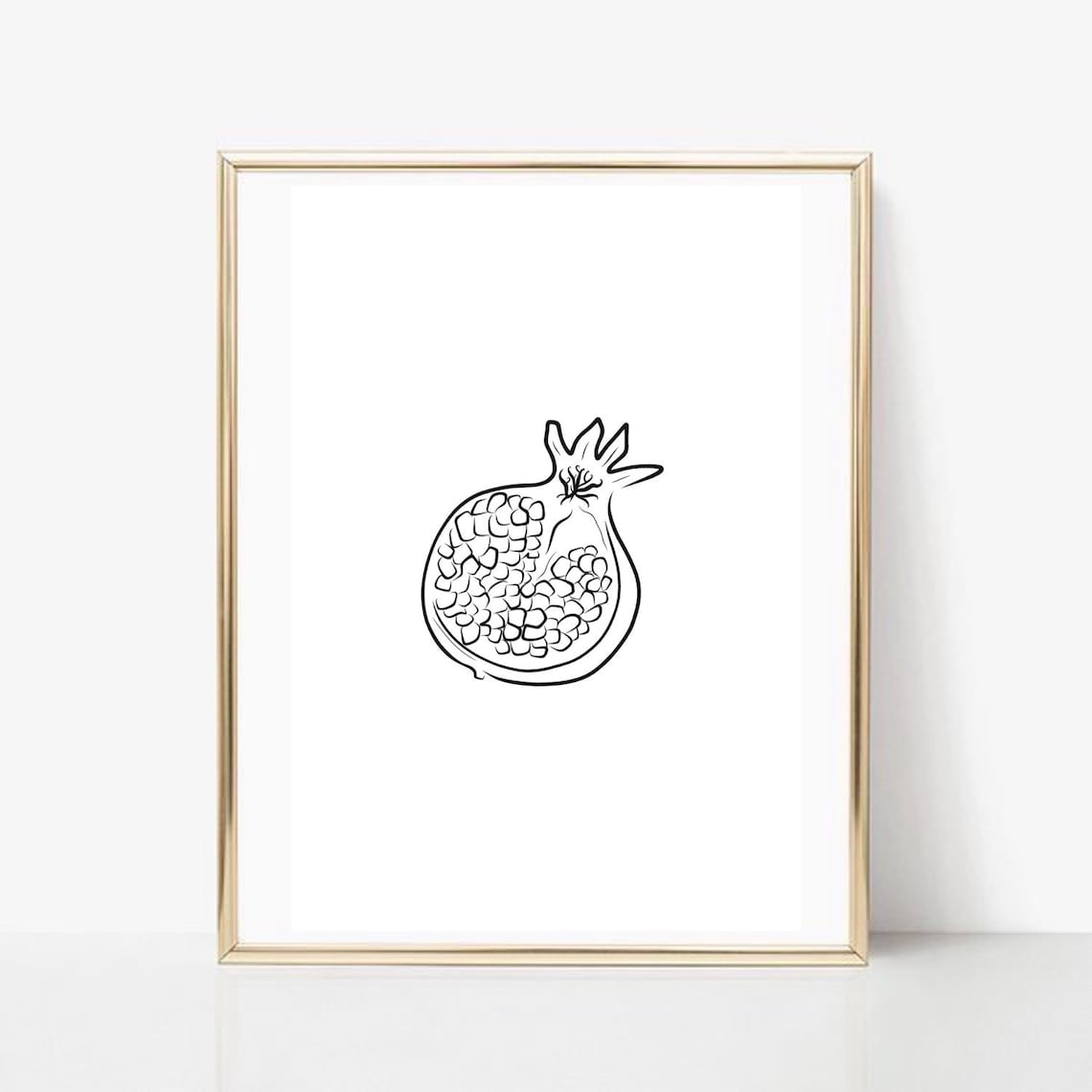Pomegranate Line Art, Pomegranate Print, Abstract Pomegranate Wall ...