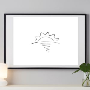 Sunrise Line Art, Sunrise Print, Abstract Sun Wall Decor, Minimalist ...