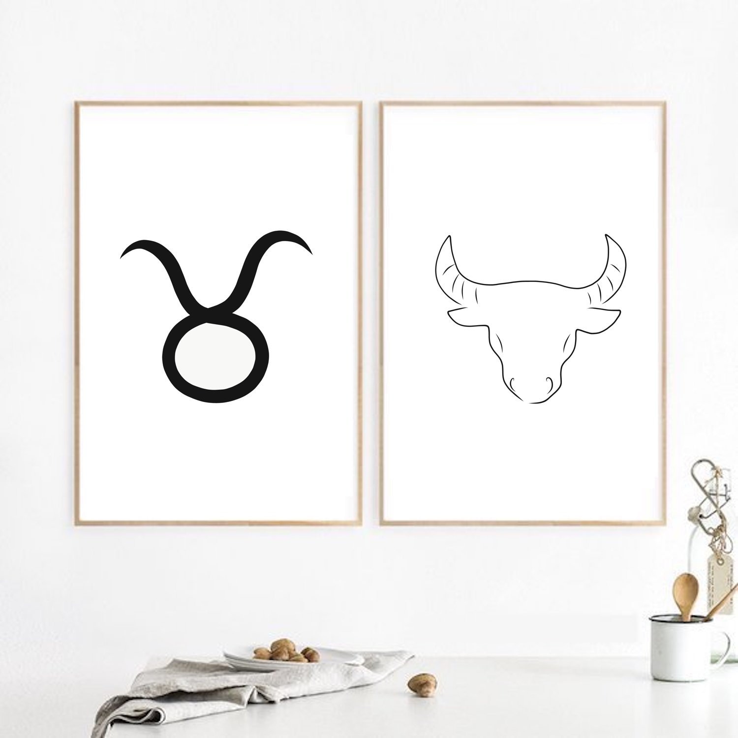 Taurus line art Taurus print Zodiac print Abstract | Etsy