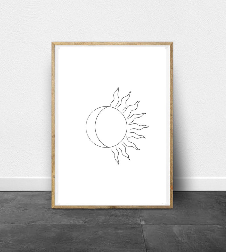 Sun Line Art, Sun Print, Abstract Sun Wall Decor, Minimalist Art ...