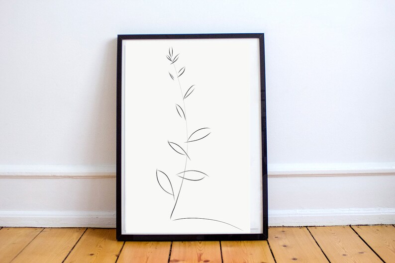 Leaves Line Art Plant Print Abstract Plants Wall Decor | Etsy