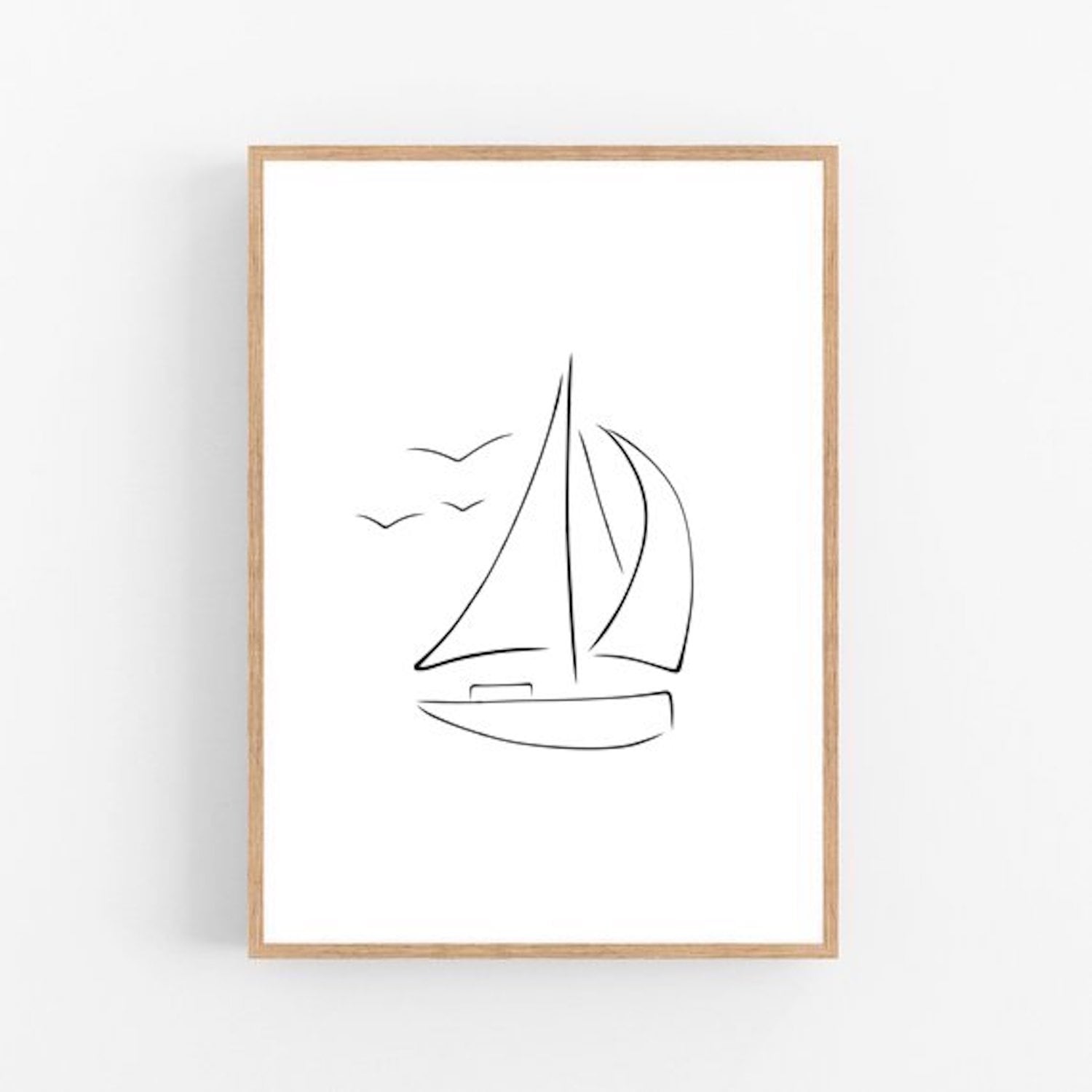 Sail Boat Line Art Sail Boat Print Abstract Sea Wall Decor | Etsy