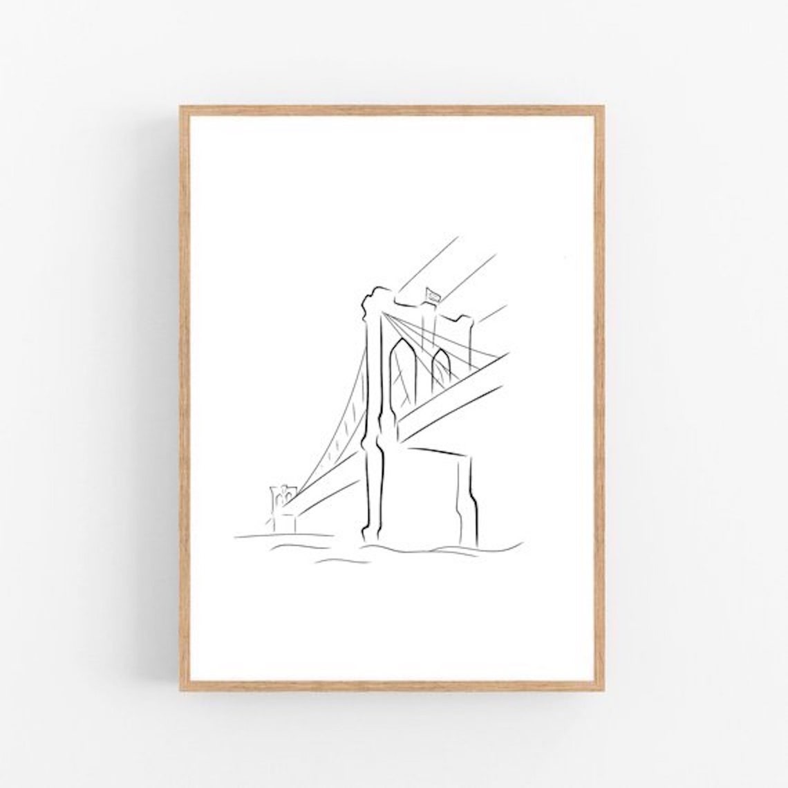 Brooklyn Bridge Line Art, New York Print, Abstract NYC Wall Decor ...