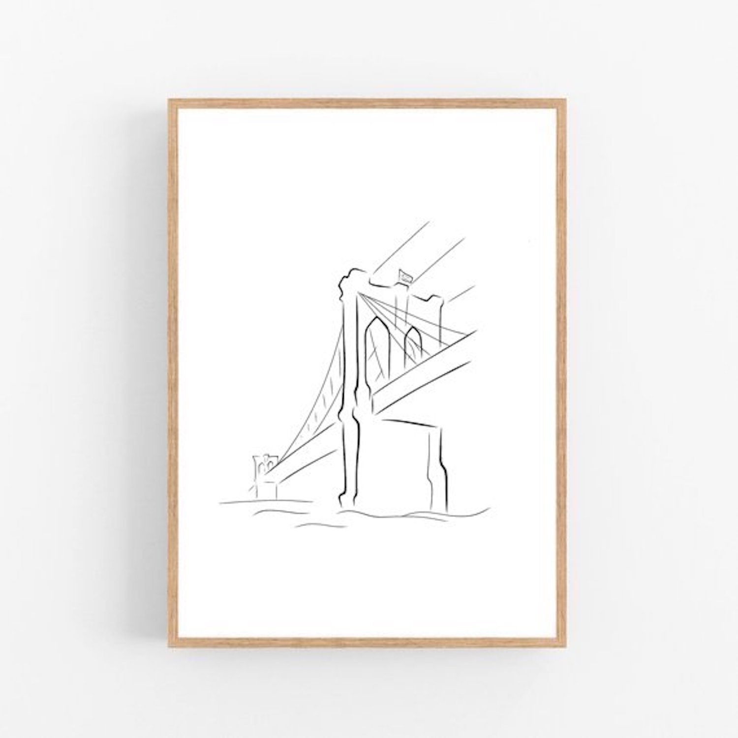 Line Drawing Brooklyn Bridge New York City Brooklyn Bridge Art Print