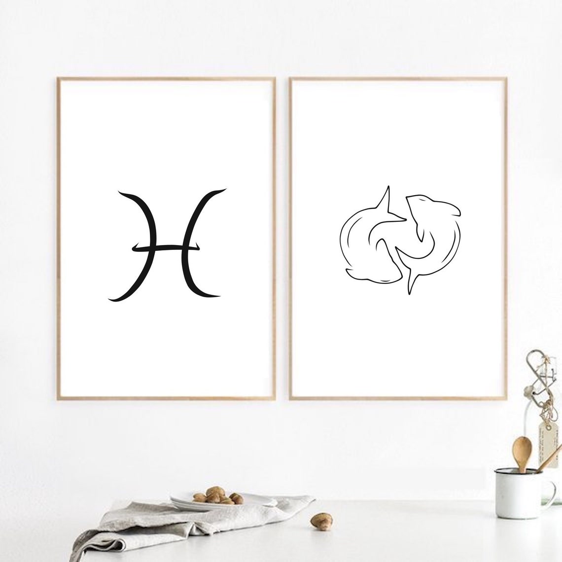 Pisces Line Art Pisces Print Zodiac Print Abstract | Etsy