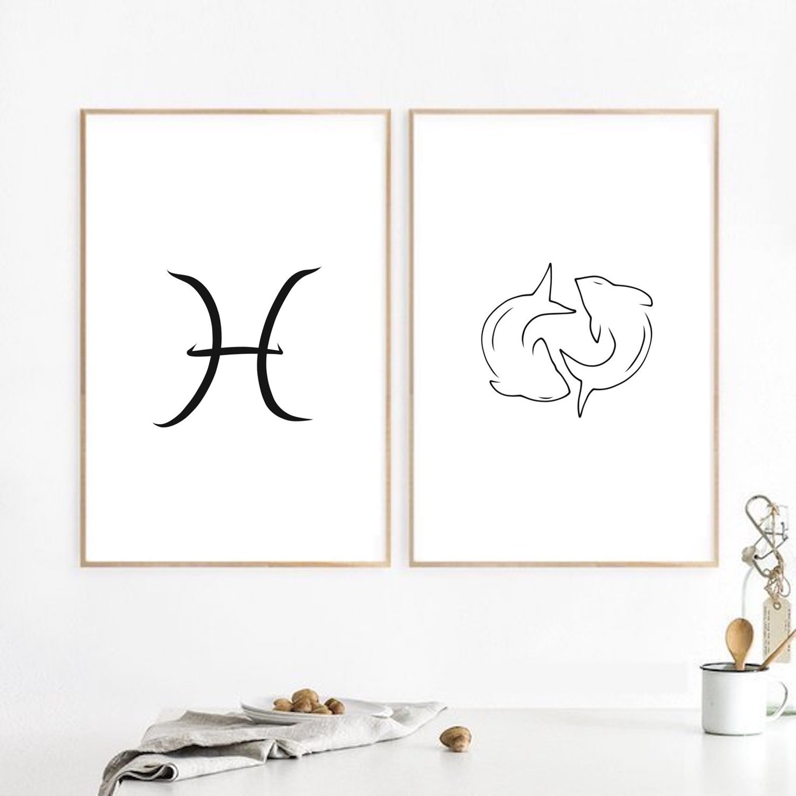 Pisces Line Art Pisces Print Zodiac Print Abstract | Etsy