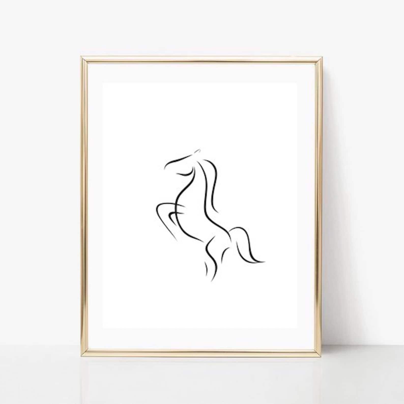 Horse Line Art, Horse Print, Abstract Animal Wall Decor, Minimalist Art ...