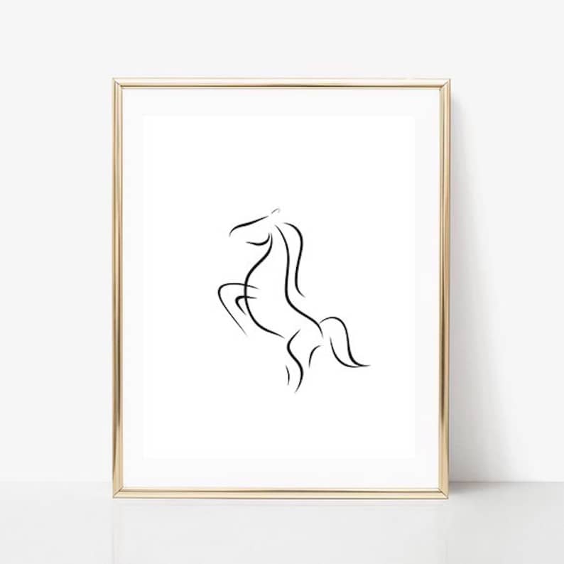 Horse Line Art, Horse Print, Abstract Animal Wall Decor, Minimalist Art ...