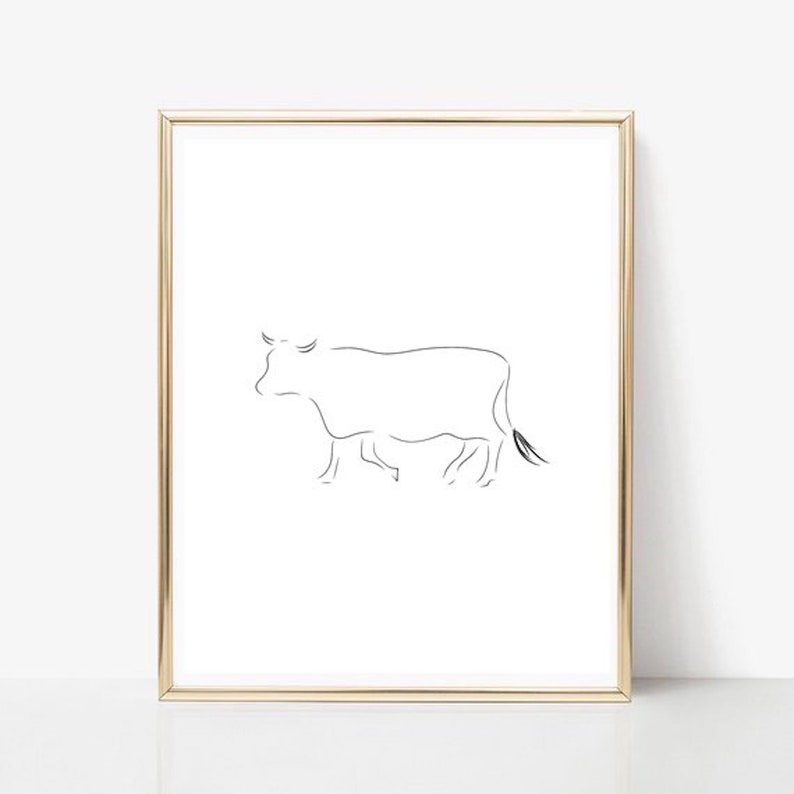 Cow Line Art Cow Print Abstract Farm Animal Wall Decor - Etsy